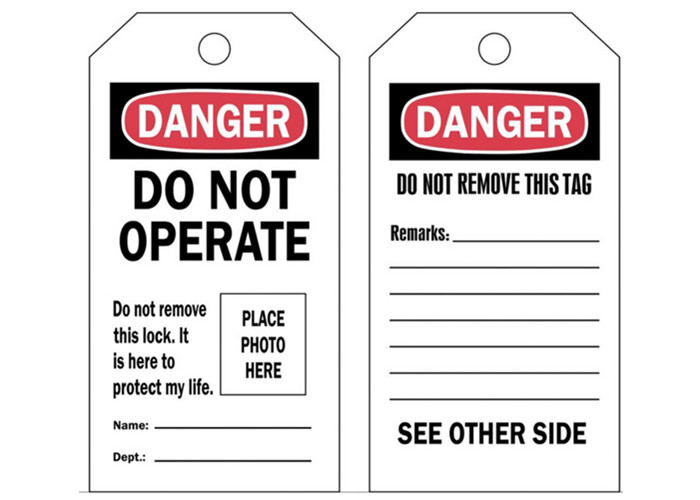 Customized Lock Out Tag Out Sign , Industrial Safety Disposable Lockout ...