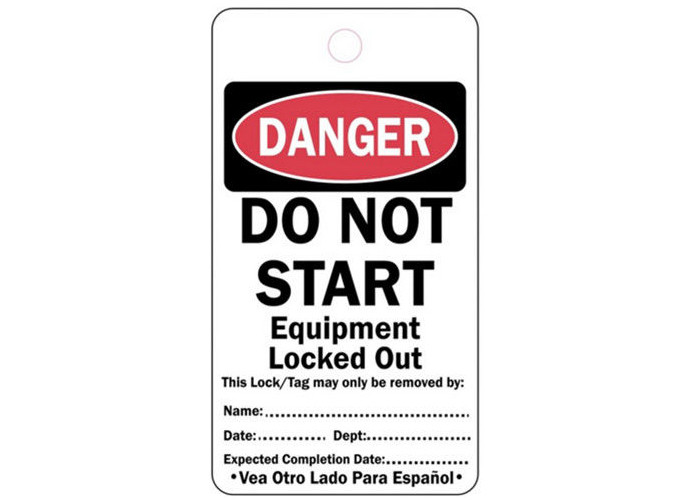 Bilingual Lock Out Tag Out Labels Cardstock Do Not Start Equipment Sign ...