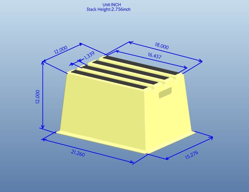 12 In Overall Height,Plastic Box Step 500 Lb Load Number Of Steps 1