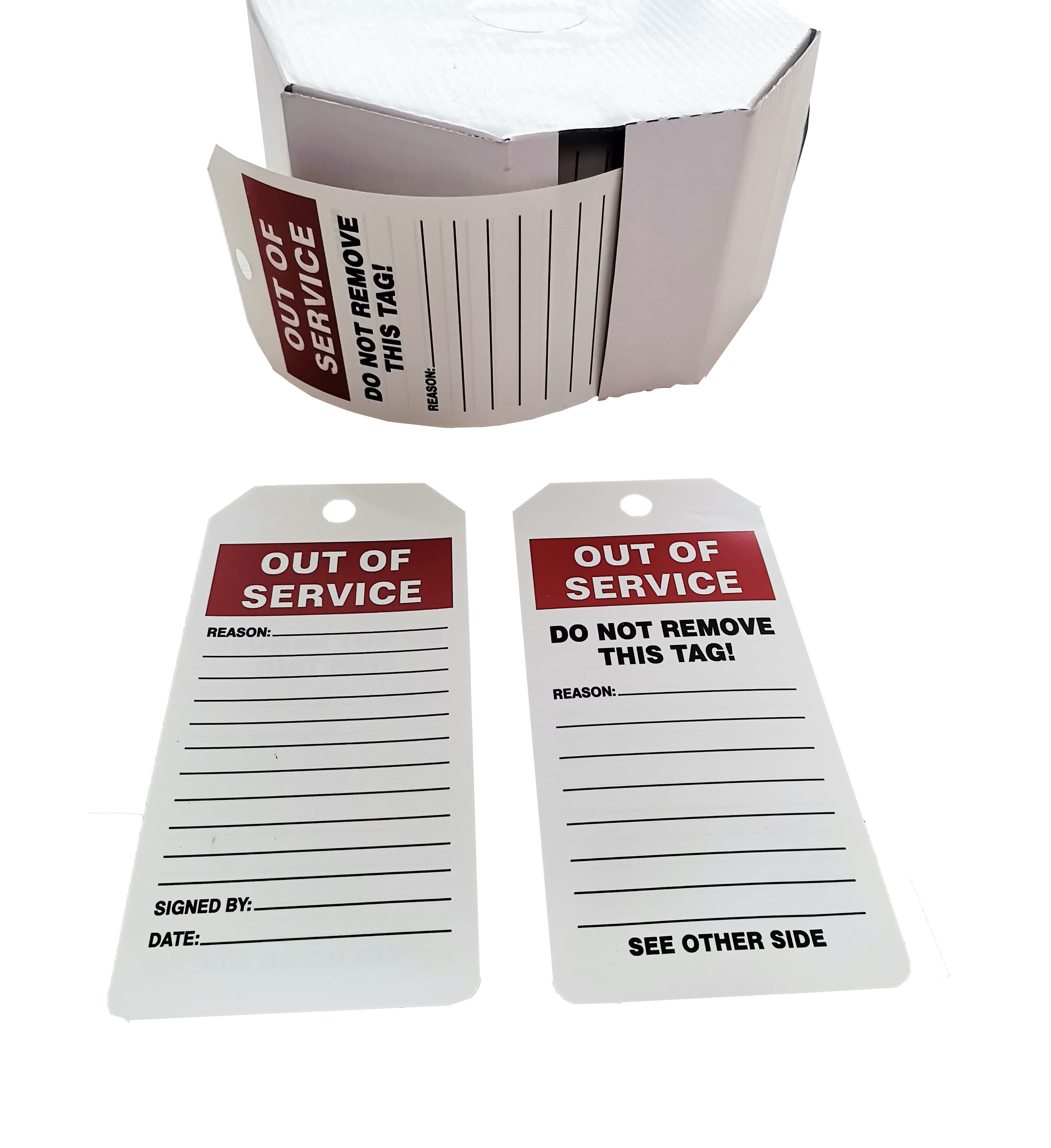 PVC Plastic Roll Safety Lockout Tags Legend " Out Of Service Do Not ...