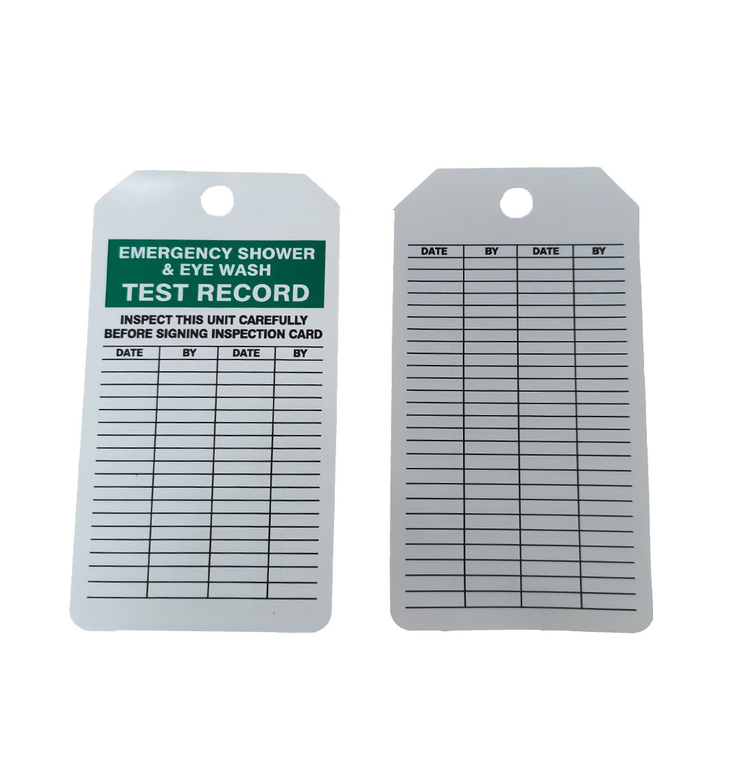 25/Pk Pf Cardstock PVC Hang Tag Inspection Records Tag Emergency Shower ...